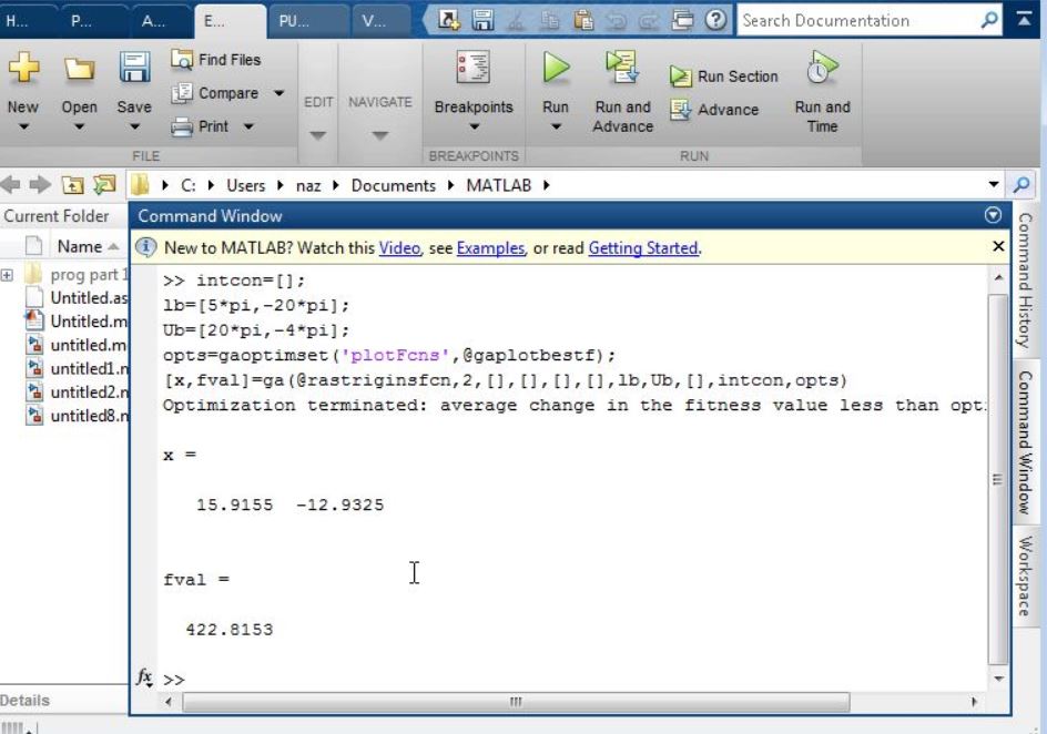 آموزش الگوریتم ژنتیک در متلب (Matlab)