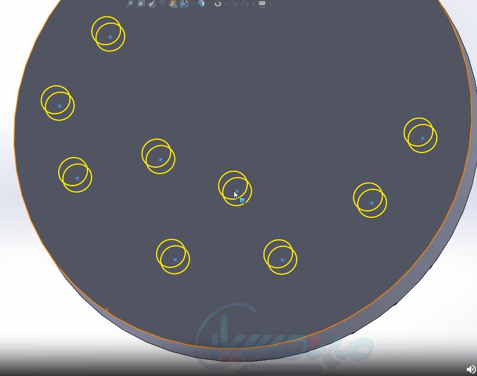 آموزش دستور Sketch Driven Pattern نرم افزار Solidworks مهندس یار 4877